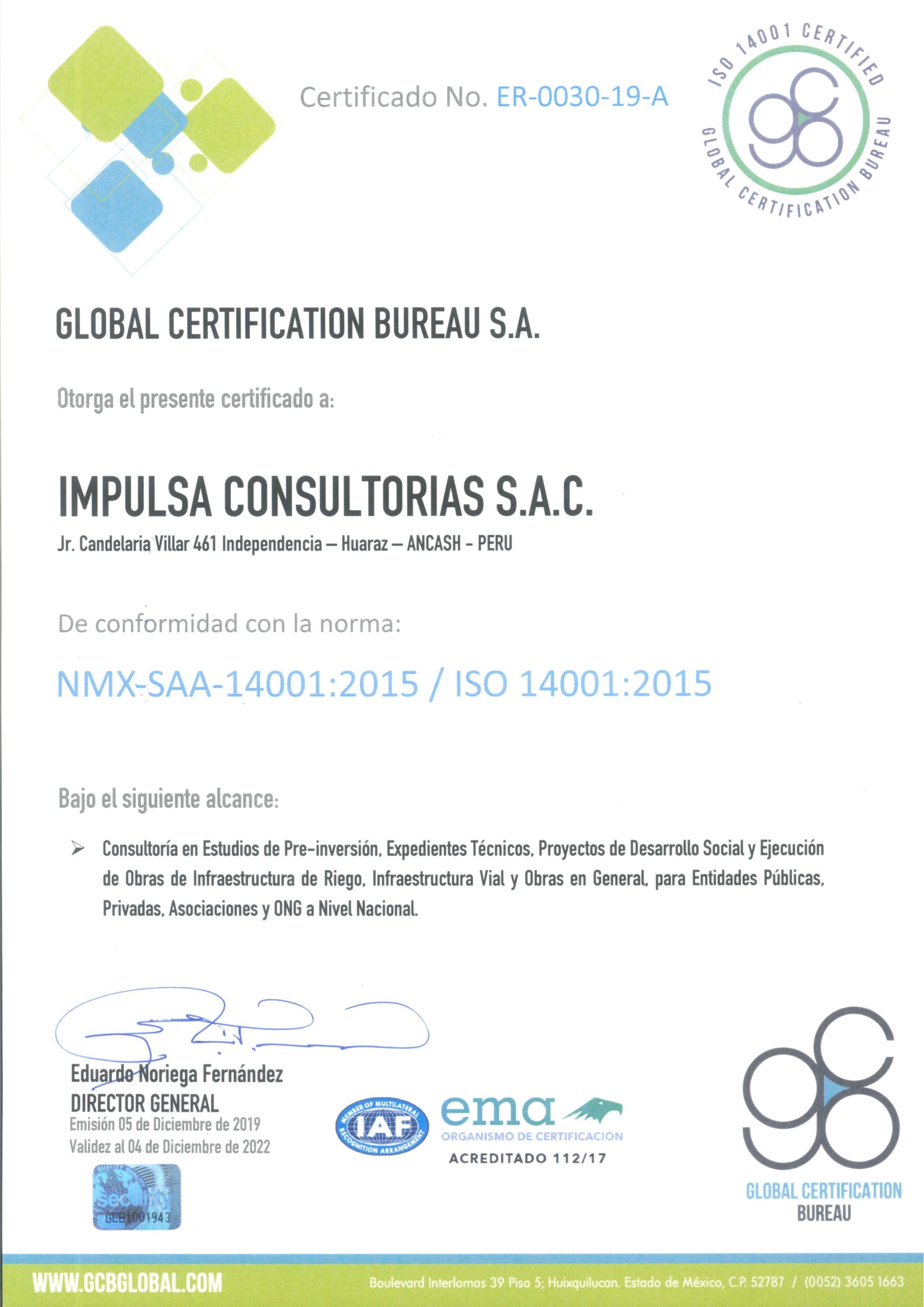 Certificación Iso - Impulsa Consultorias SAC